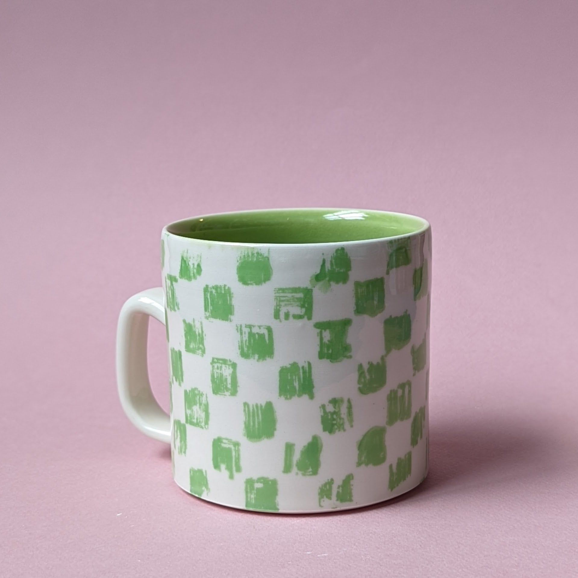 pride green checkerboard mug | City in Bloom Ceramics