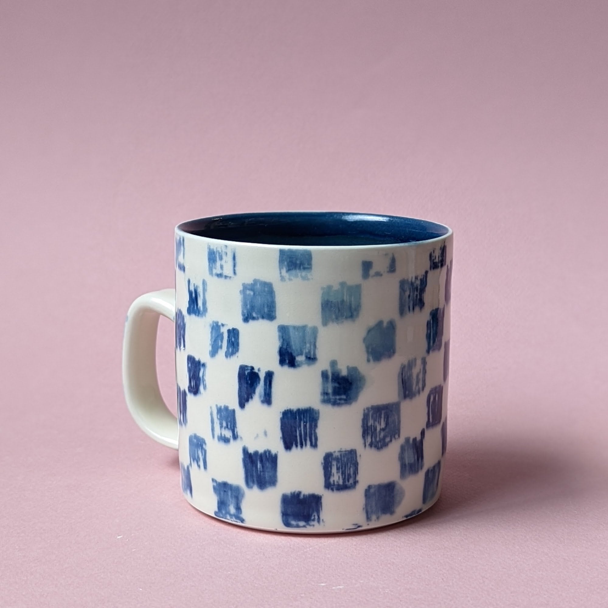 pride blue checkerboard mug | City in Bloom Ceramics